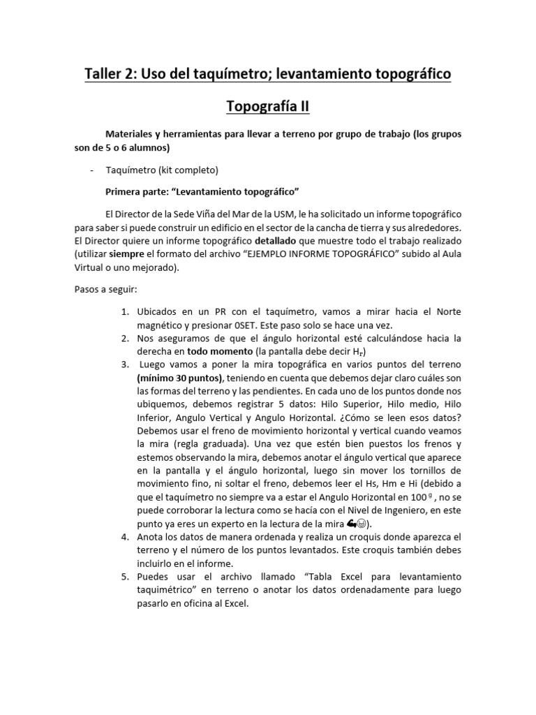 Uso del Taquímetro en Topografía | PDF | Topografía