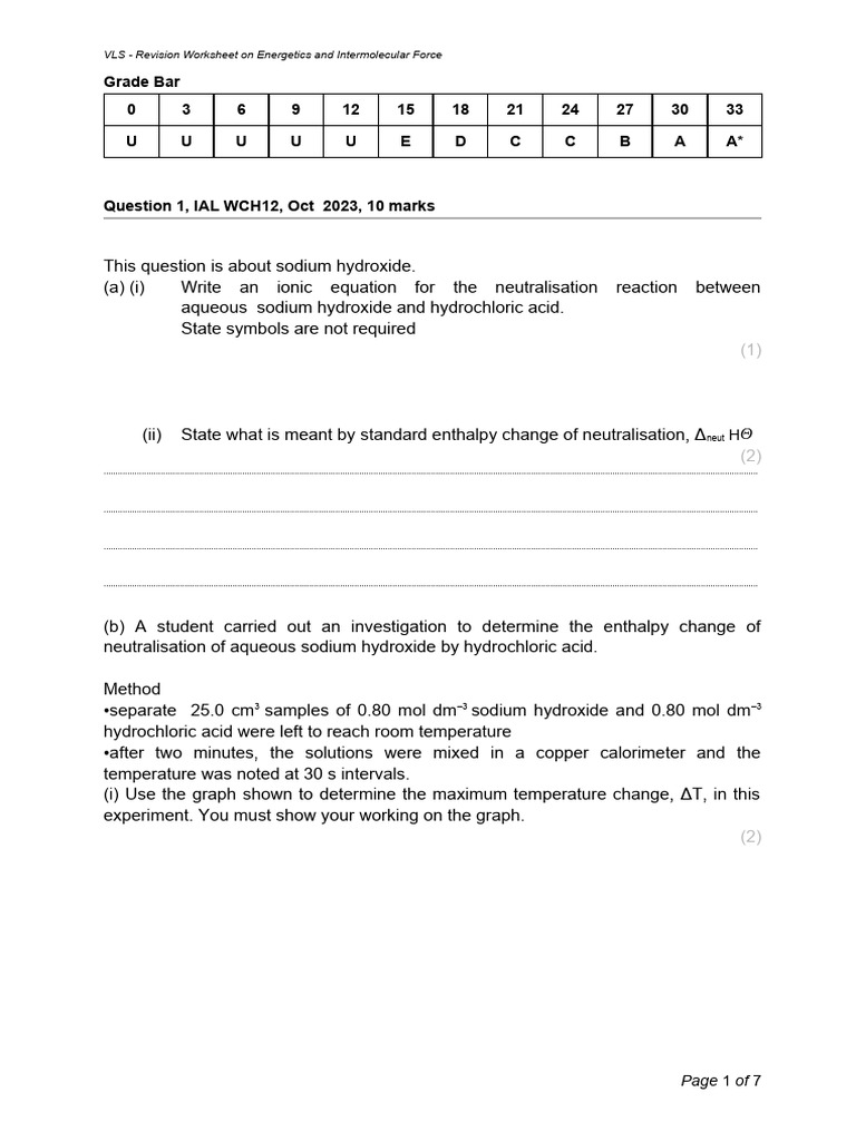 Energetics & Intermolecular Forces Worksheet | PDF | Sodium Hydroxide ...