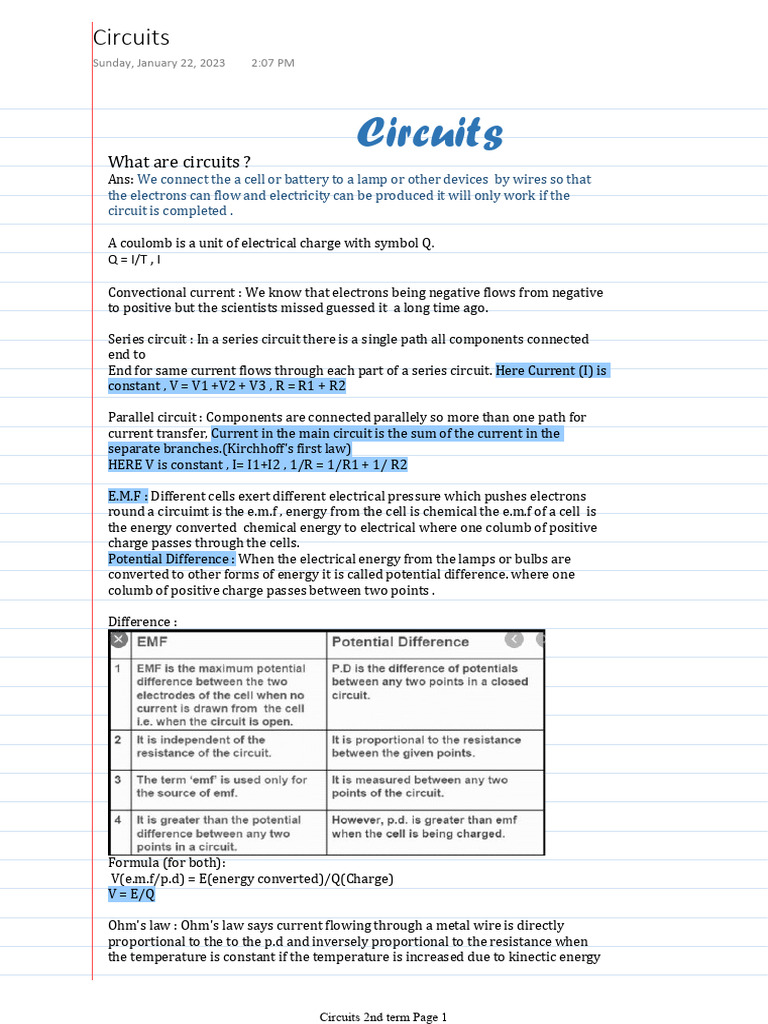 Circuits Pdf Electrical Resistance And Conductance Series And Parallel Circuits