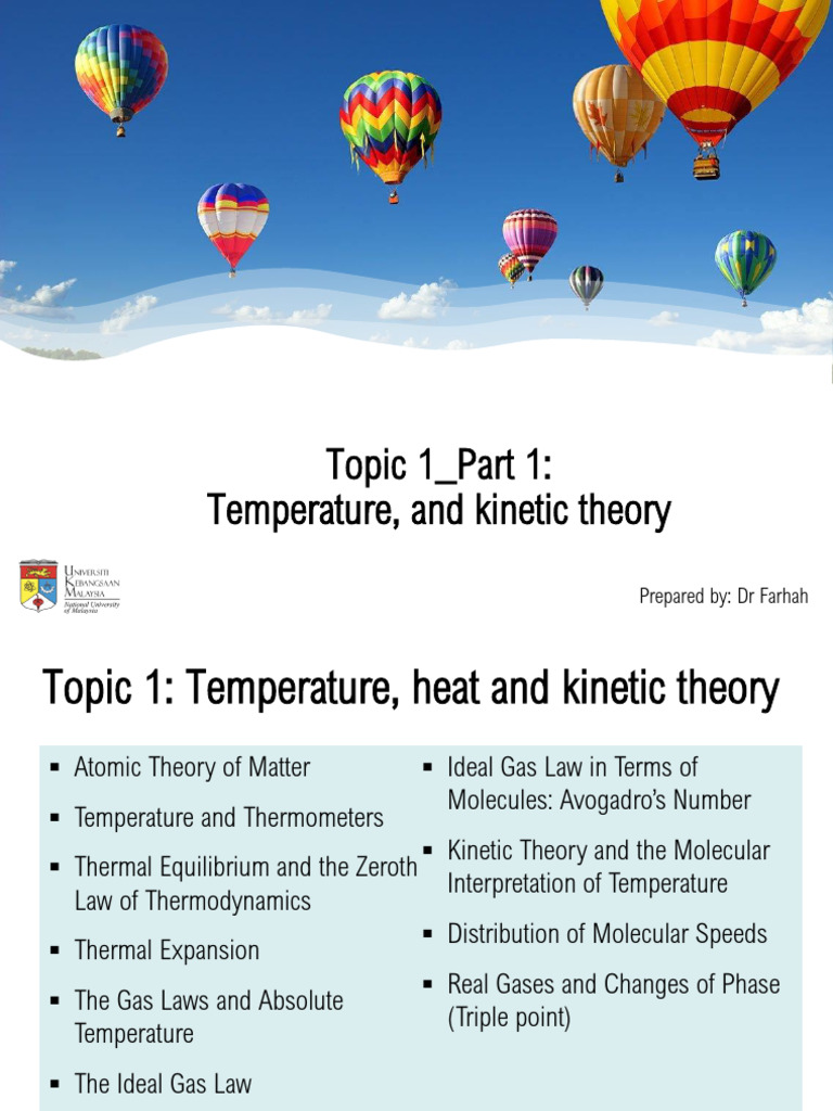 Chapter 1 - Part 1 - Temperature and Kinetic Theory | PDF | Temperature ...