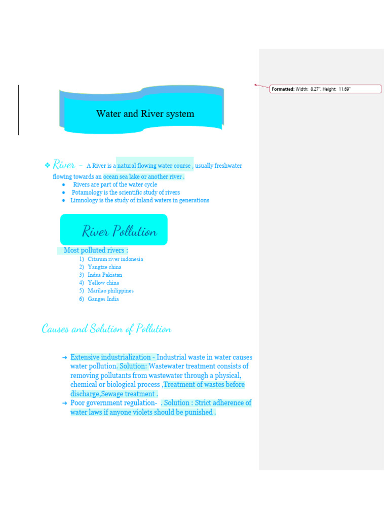 Water and River System | PDF | Discharge (Hydrology) | River