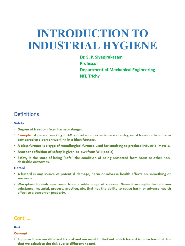 Inroduction To Industrial Hygiene | PDF | Occupational Safety And ...