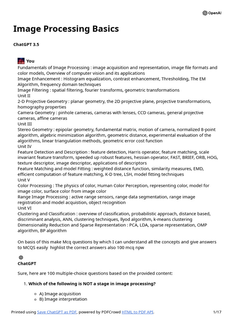 Image Processing Basics | PDF | Cluster Analysis | Image Segmentation