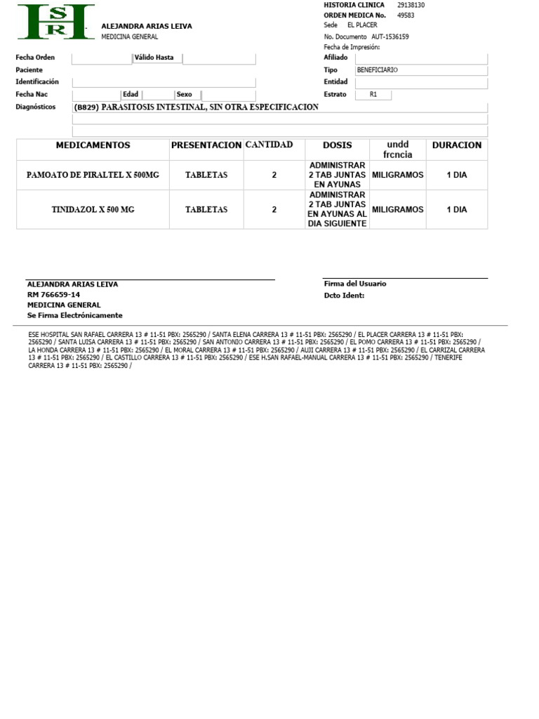 Formula Desparasitante 1 | Descargar gratis PDF | Especialidades Medicas | Programas sociales