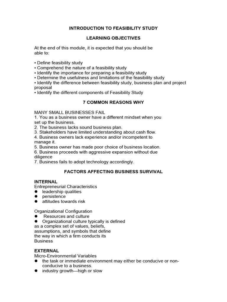 Introduction to Feasibility Study | PDF | Feasibility Study | Strategic ...