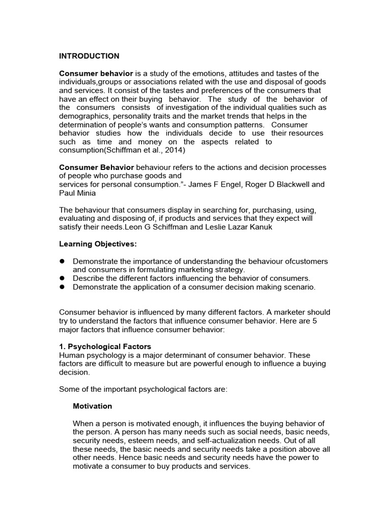 Consumer Behavior Module 1 Pdf Consumer Behaviour Behavior