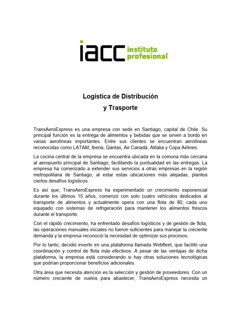 Evaluación Final Logística de Distribución y Trasporte Semana 9 | Descargar gratis PDF ...