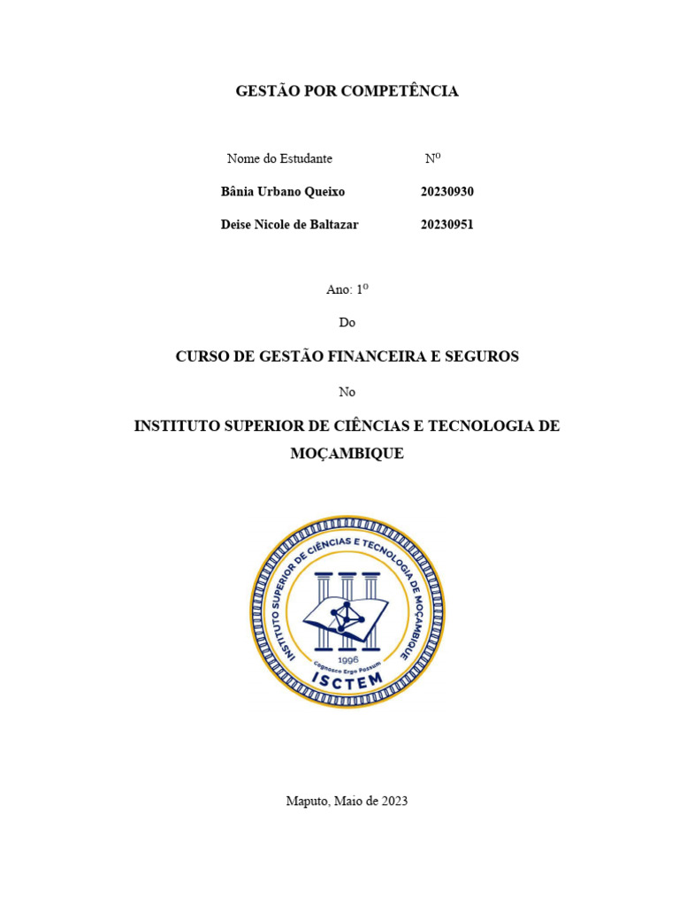 GESTÃO POR COMPETÊNCIA - ISCTEM Final | PDF | Gestão de recursos ...
