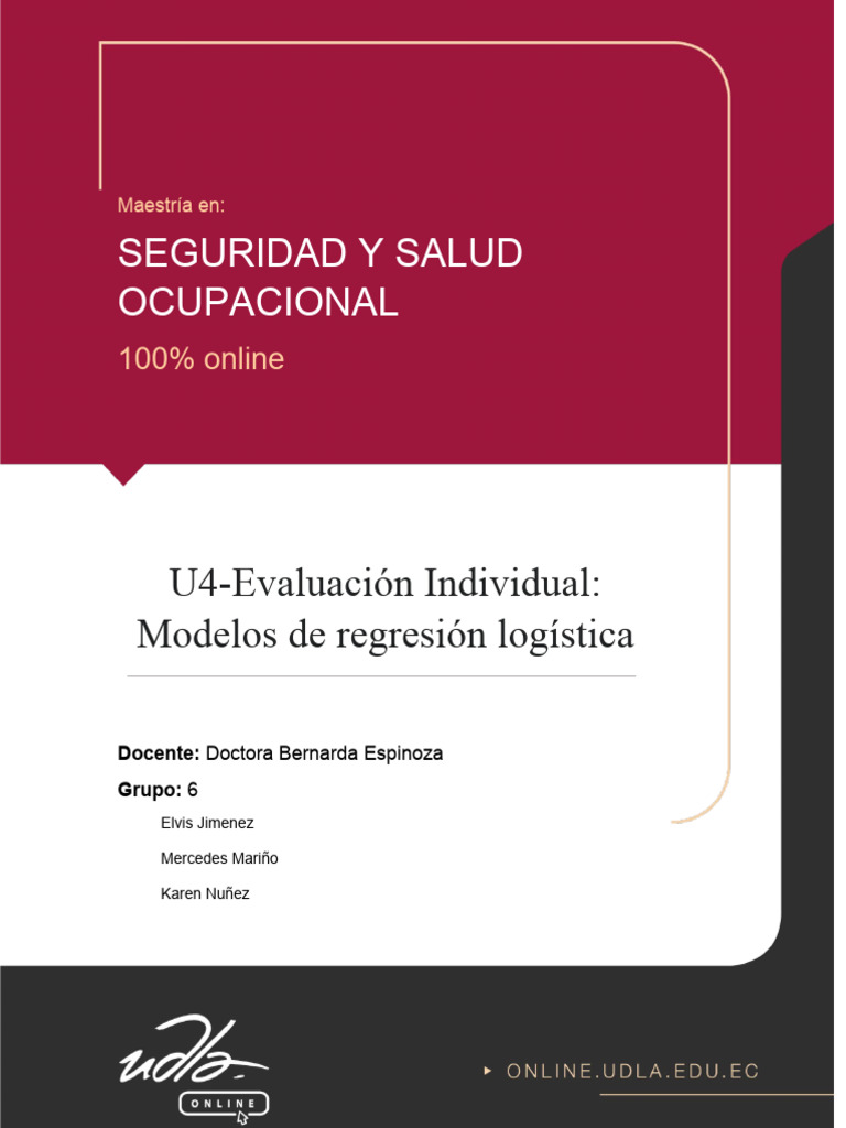Regresión Logística en Salud Ocupacional | PDF | Interpolación | Estadísticas aplicadas