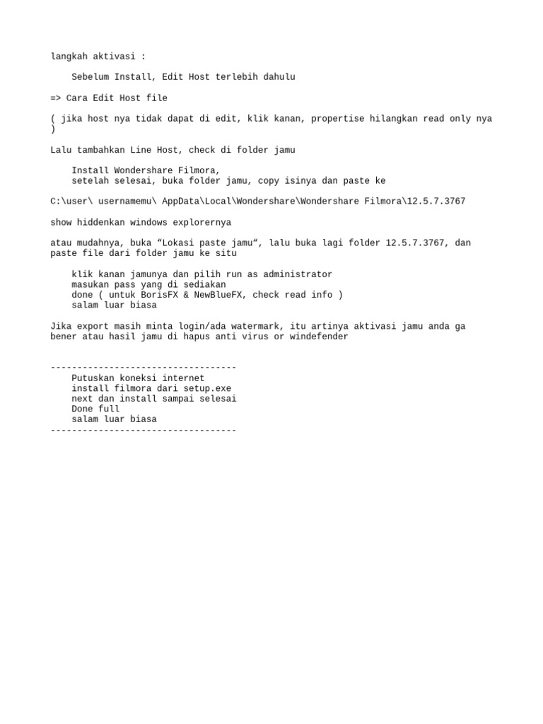 Langkah Aktivasi Wondershare Filmora | PDF