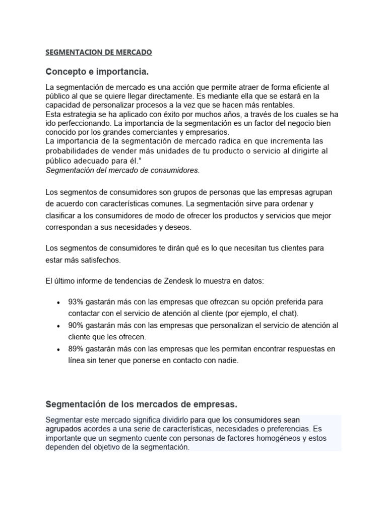 Segmentacion De Mercado Pdf Marketing Mercado Economía