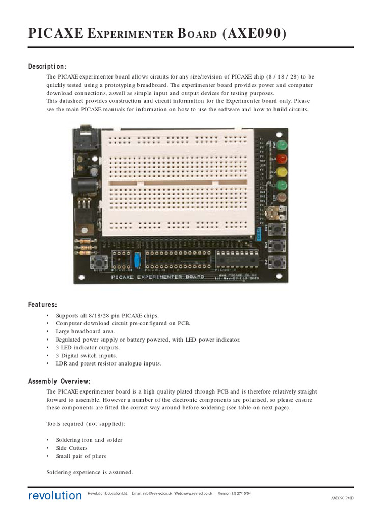 Picaxe Experimenter Board Axe090 | PDF | Electrical Connector ...