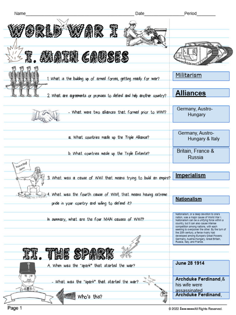 WW1 Guided Notes | PDF | World War I | Conflicts