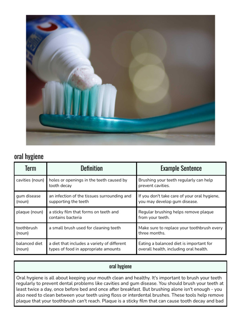 Oral Hygiene - by Diffit (Printable) | PDF | Oral Hygiene | Toothbrush
