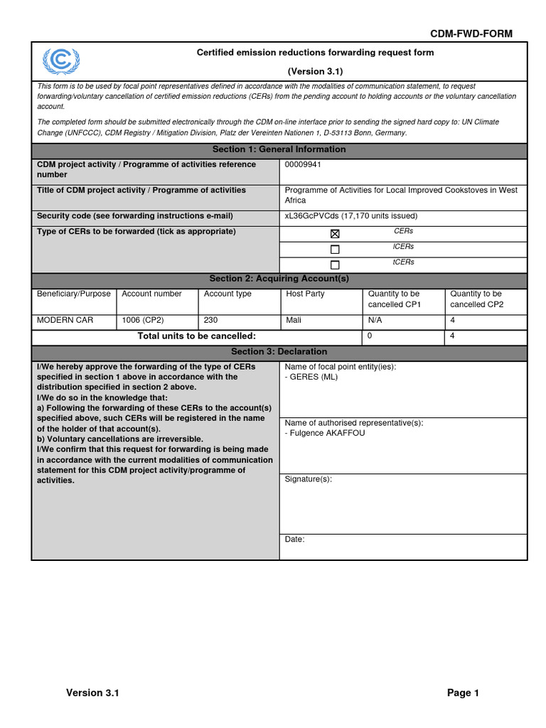 F-CDM-FWD-MODERN CAR 4ERs | PDF | Clean Development Mechanism | Climate ...