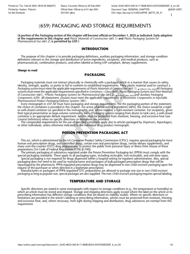 659 - Packaging and Storage Requirements | Download Free PDF | Over The ...