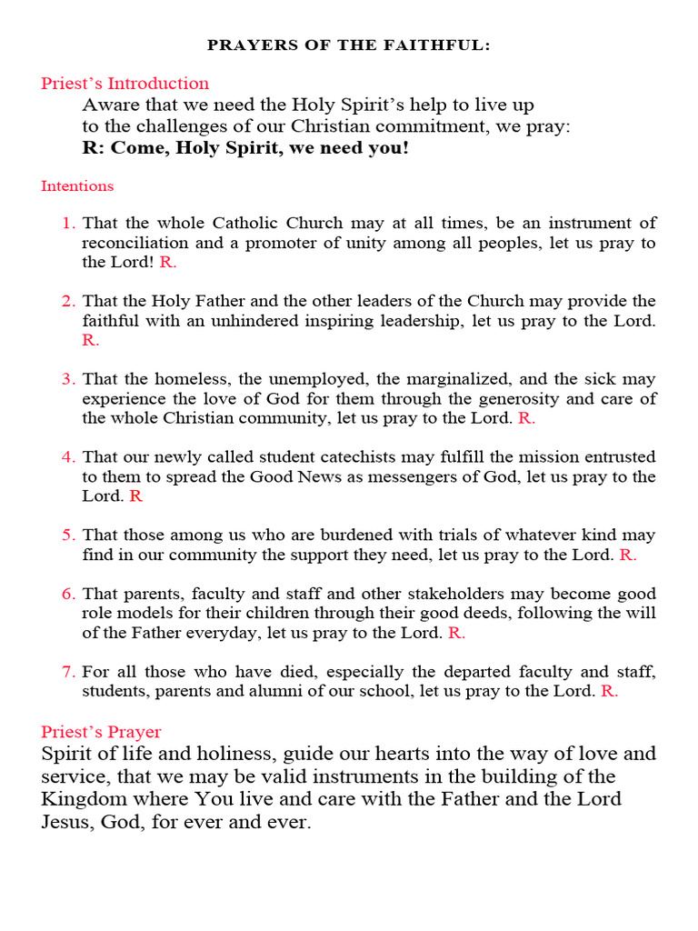 Prayers of the Faithful for 2025 | PDF
