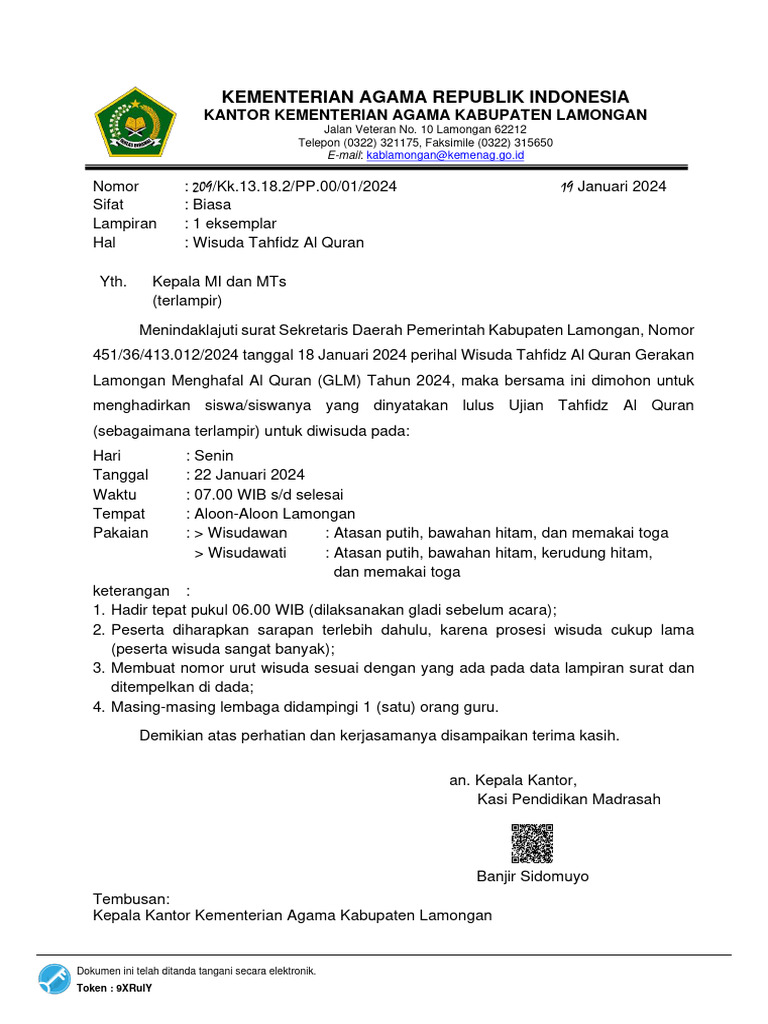 Undangan Wisuda Tahfidz Al Quran | PDF