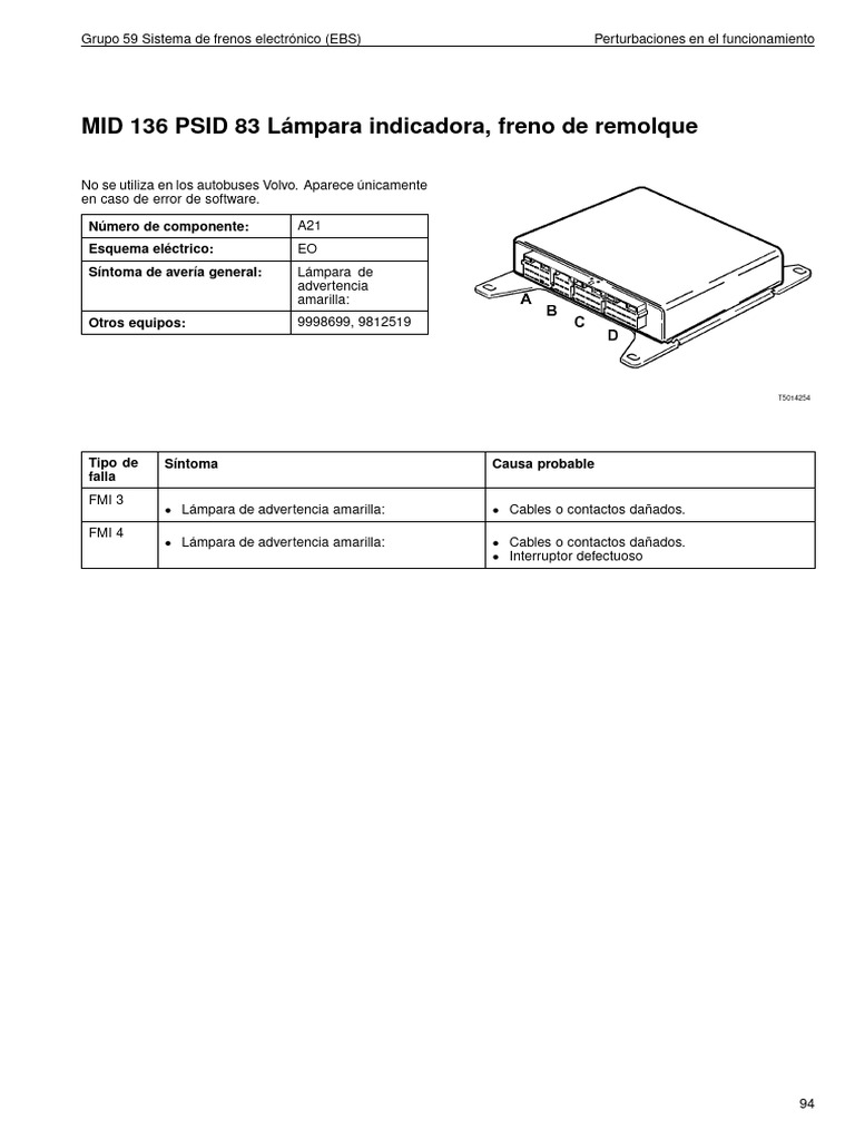 MID 136 PSID 83 Lámpara Indicadora, Freno de Remolque | PDF | Ingenieria Eléctrica | Electricidad