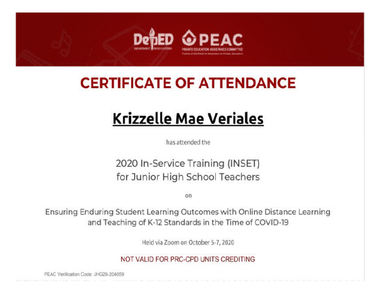 PEAC Certificate | PDF