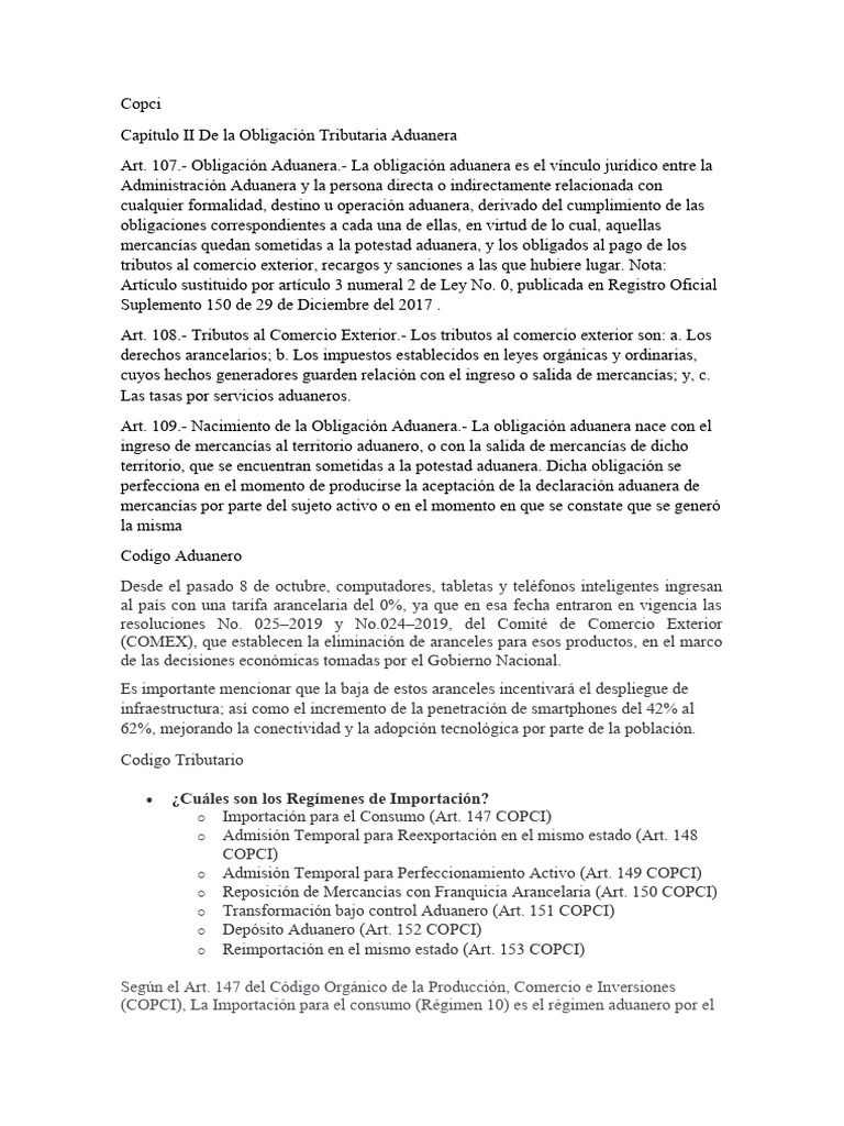 Copci | PDF | aduana | Arancel