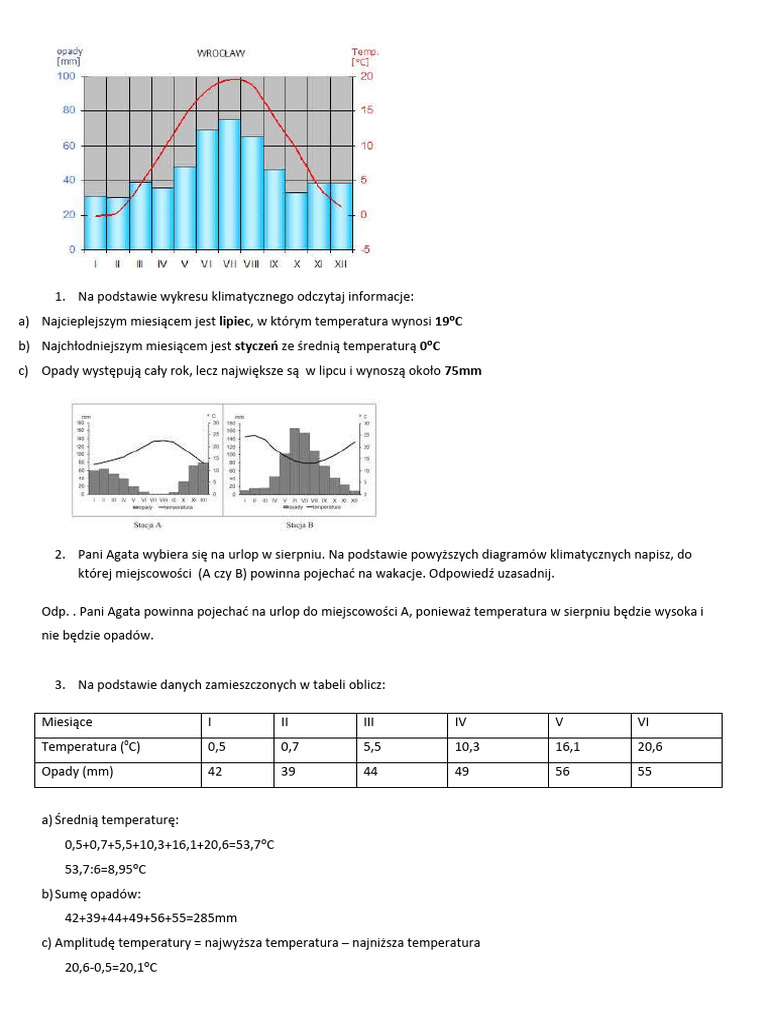 Pogoda A Klimat Karta Pracy | PDF