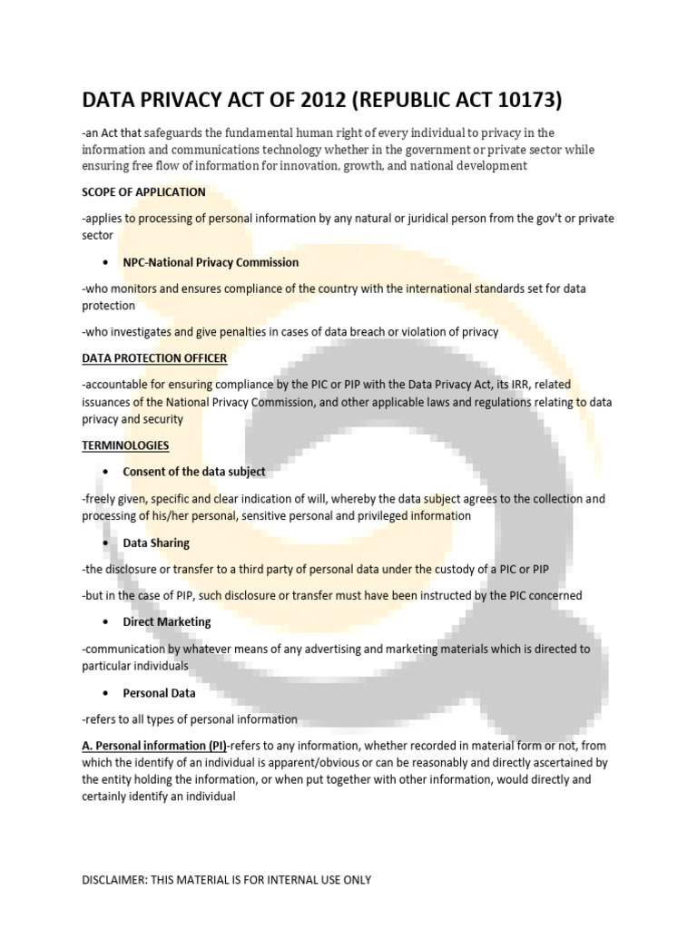 DPA Handouts | PDF | Privacy | Information