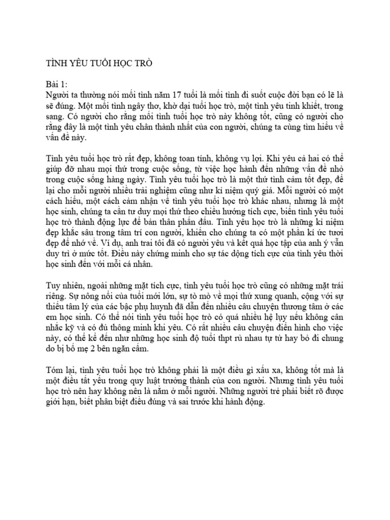 Tinh Yeu Hoc Tro | PDF