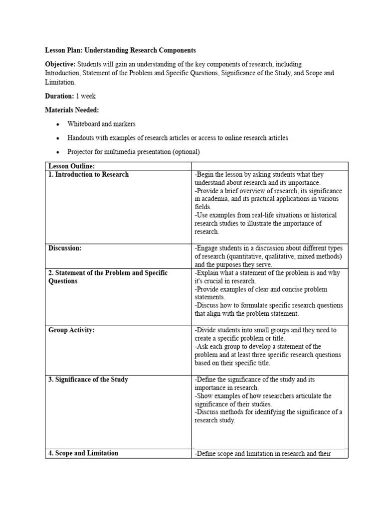 Research 10 Lesson Plan | PDF | Procedural Knowledge | Cognition