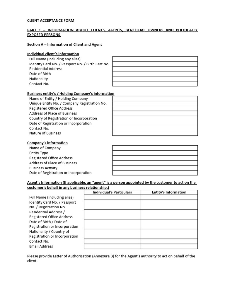 KYC Form (Template) | PDF | Identity Document | Terrorism Financing