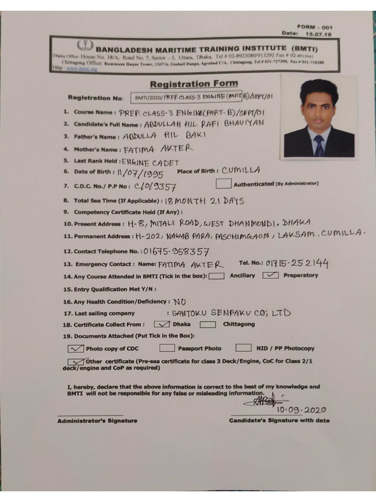 Bmti Registration Documents | PDF