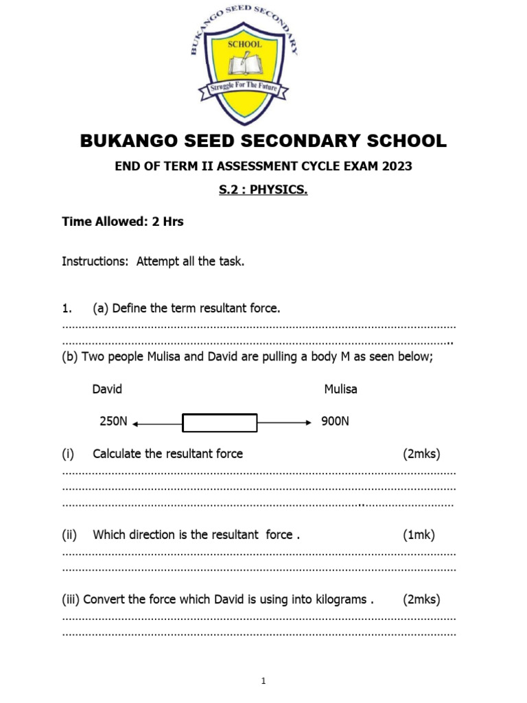 S.2 Physics | PDF | Force | Quantity