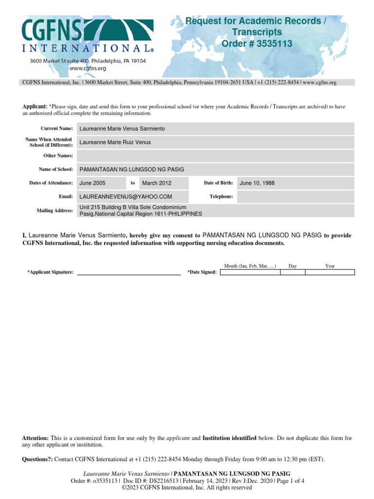 CRP SCHOOL REQ RPT Academic Records Transcripts Form A Rev-J | PDF ...