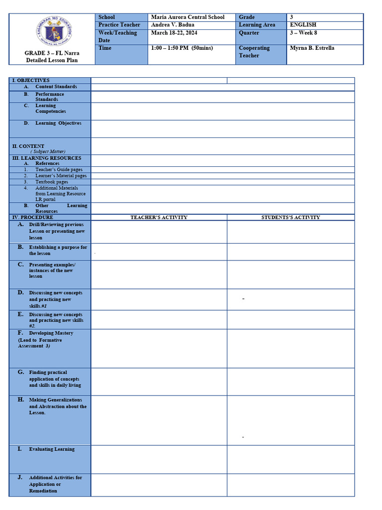 English DLP Format | PDF | Learning | Teachers