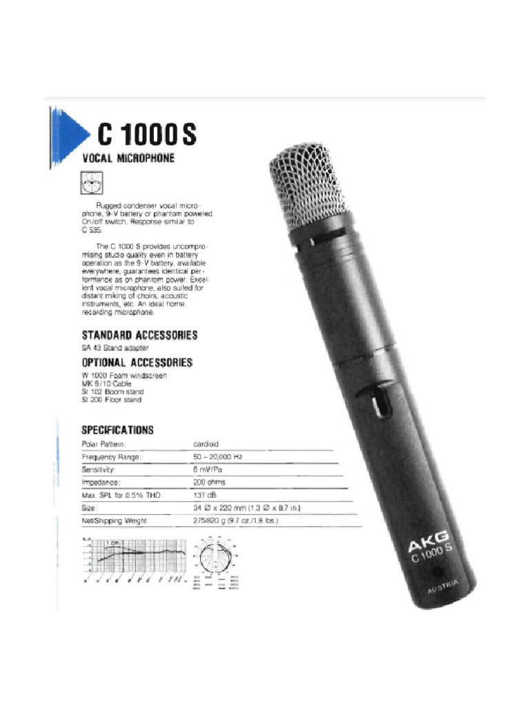 AKG c1000s - 1988 - Specifications | PDF