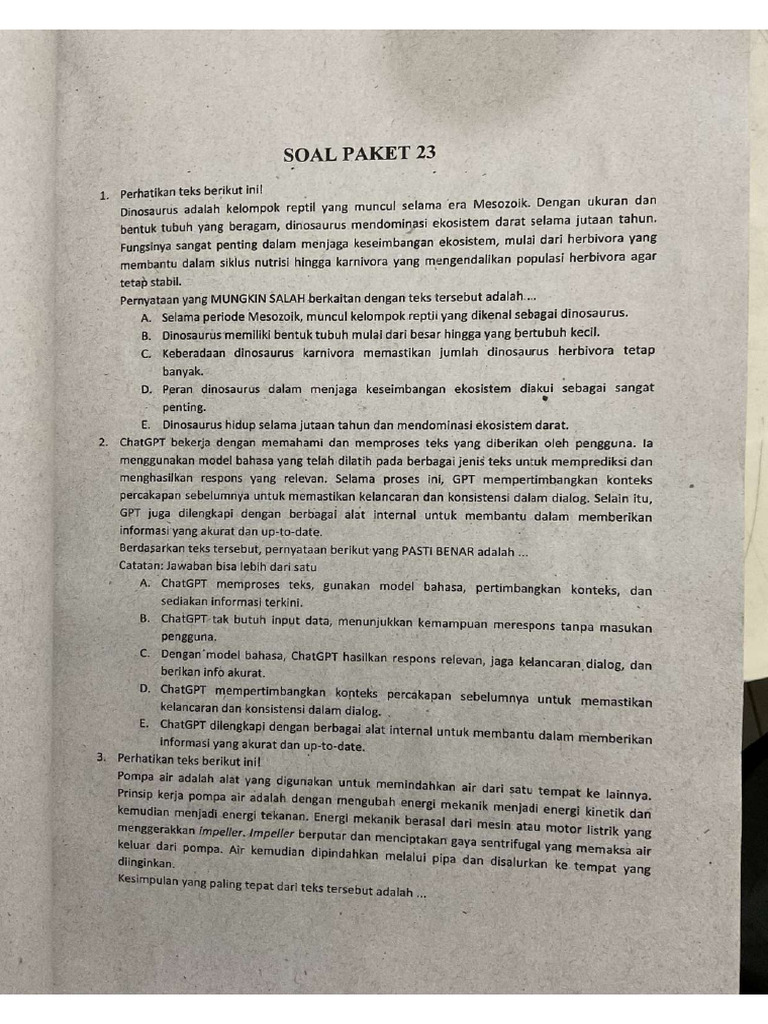 Soal Latian Pu Utbk 2024 | PDF