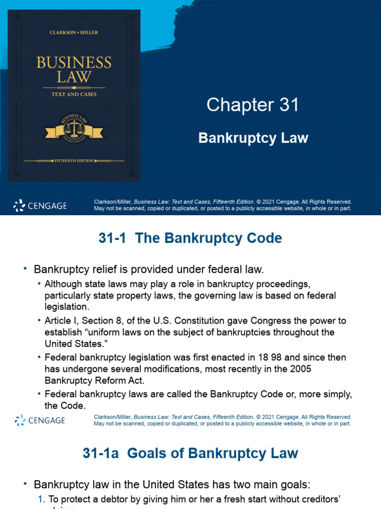 Business Law Chapter 31 Powerpoint | PDF | Bankruptcy | Chapter 7