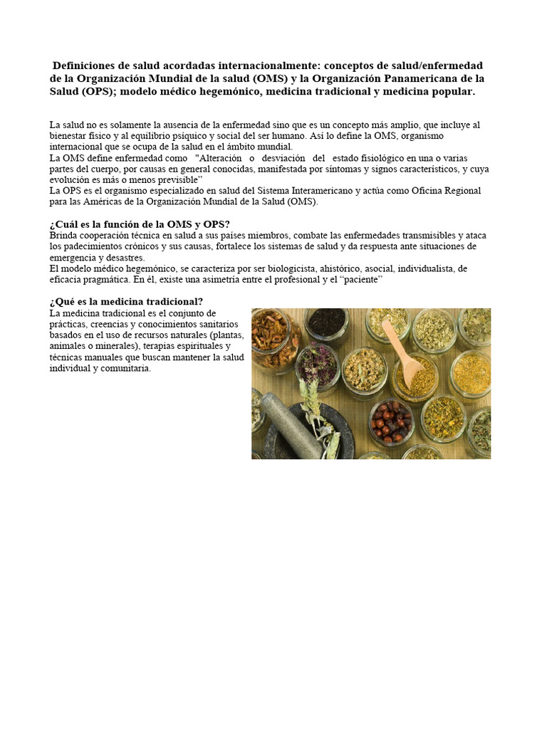 Definición de salud según OMS y OPS | PDF | Organización Panamericana ...