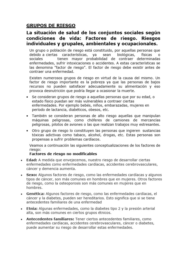 04 - FACTORES DE RIESGO - Alonso, Cisneros y Solorza | Descargar gratis PDF | Enfermedades ...