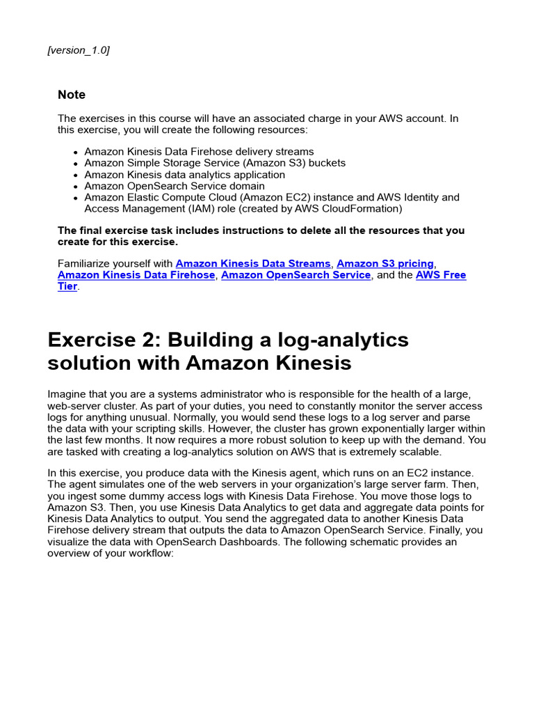 Exercise 2 - Building A Log-Analytics Solution With Amazon Kinesis | PDF | Amazon Web Services ...