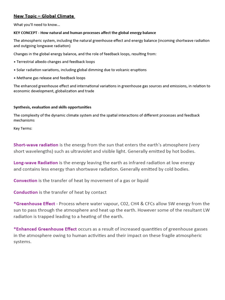 Understanding Global Climate Energy Balance | PDF | Greenhouse Effect ...