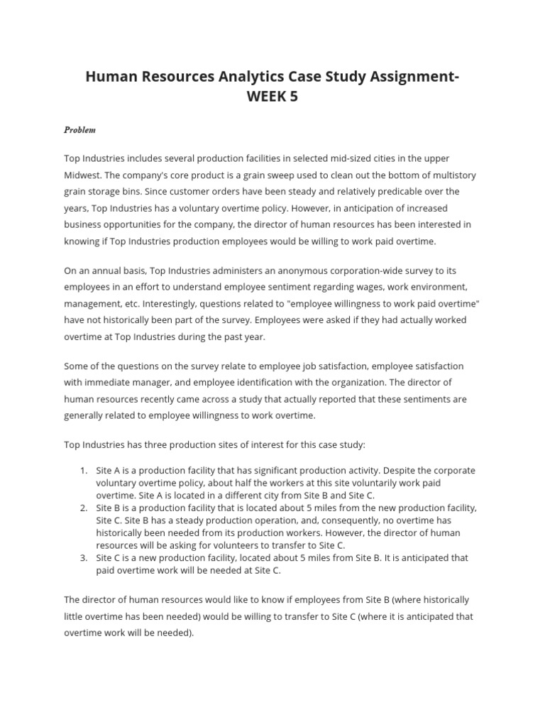 Human Resources Analytics Case Study Assignment | PDF | Logistic ...