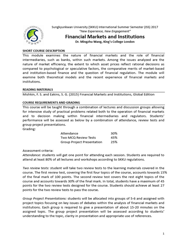 Financial Markets | PDF | Financial Markets | Savings And Loan Association