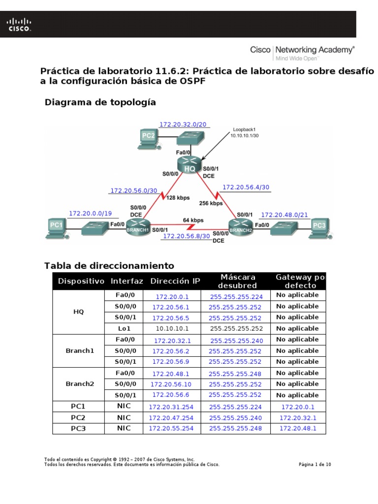 Lab 11 6 2 | PDF | Enrutador (Computación) | Dirección IP
