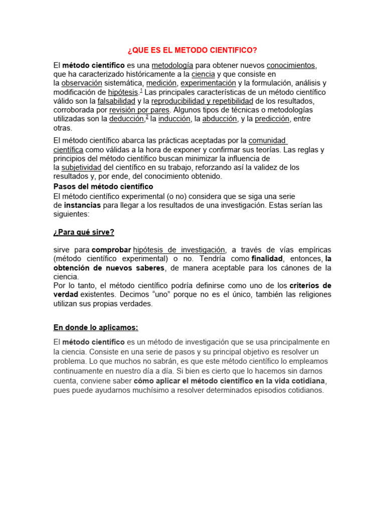 Que Es El Metodo Cientifico MB | Descargar gratis PDF | Método científico | Evidencia