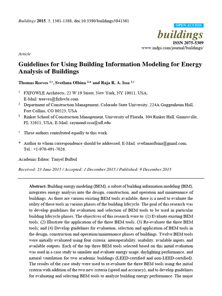BEM Tool Guidelines for Energy Analysis | PDF | Life Cycle Assessment ...