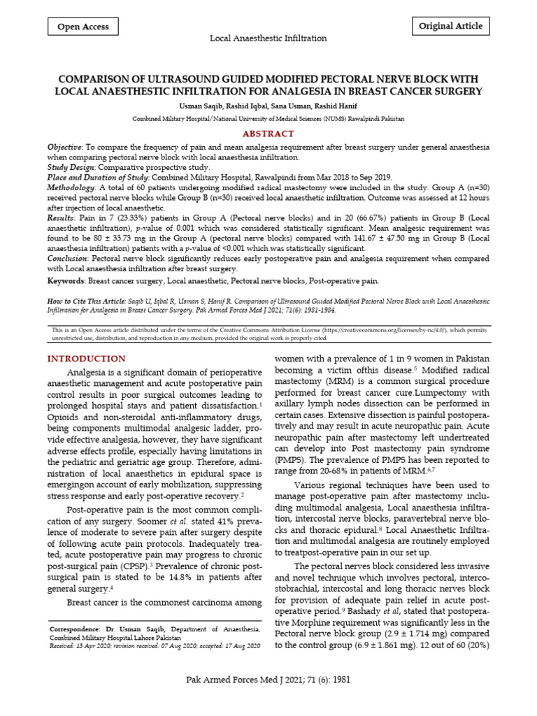 Pecs Block | PDF | Anesthesia | Analgesic