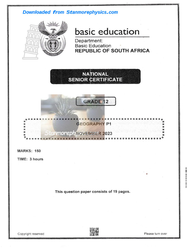 NSC Geography Grade 12 November 2023 P1 Only | PDF