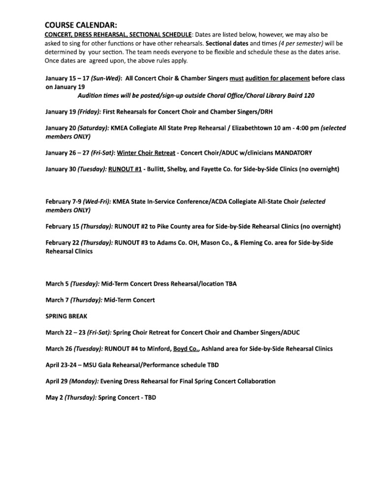 Choir Calendar | PDF