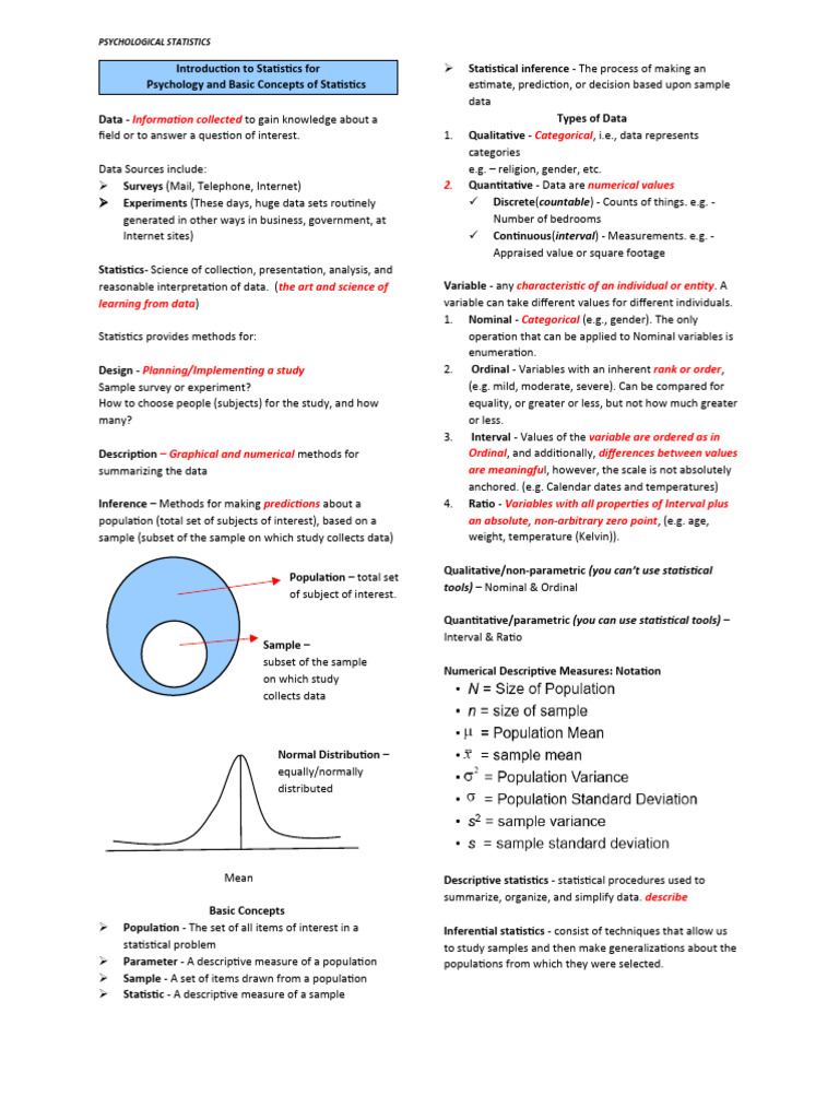 Psychological Statistics | PDF | Statistics | Sampling (Statistics)